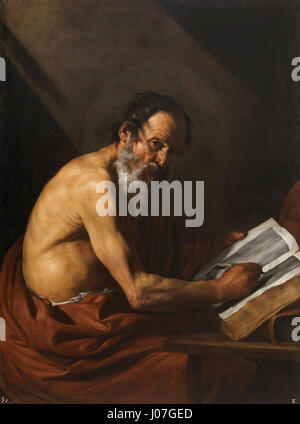 This artwork depicts Saint Jerome, portrayed beside a Pollard Willow, a ...