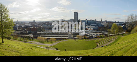 Panoramic view of Sheffield City centre England UK, amphitheatre and ...