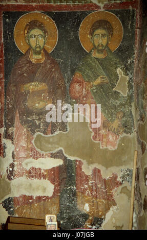 These frescoes from the Church of St. Nicholas of Varos depict scenes ...