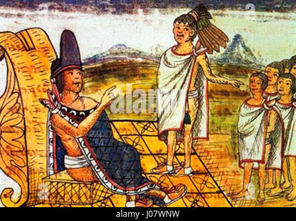 The illustration from the *Codex Durán* (16th century) depicts the ...