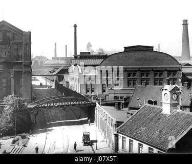 This image shows a historical factory site, likely from the industrial ...
