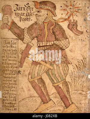 Norse god Thor with his hammer. Illustration by Lorenz Frolich (1820 ...