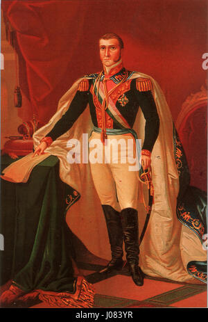 This historical portrait of Agustin I, the Emperor of Mexico, captures ...