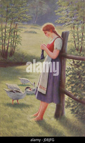 Adolf Hering Gänseliesel AK Stock Photo - Alamy