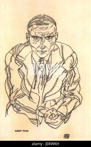 'Bildnis Robert Müller' (1918) by Egon Schiele is a portrait of Robert ...