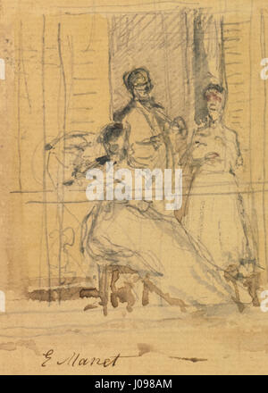 ‘Le Balcon’ by Édouard Manet, painted in 1868, portrays a group of Parisians on a balcony ...