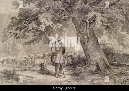 Théophile-Victor-Émile Lemmens - Shepherd with Flock Stock Photo - Alamy