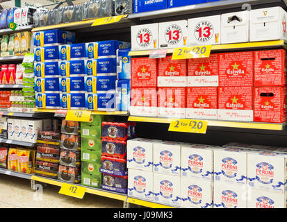 Cheap cans of lager Cheap cans of beer in a Morrisons supermarket, Uk ...