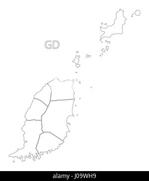 Grenada with parishes Map black country illustration Stock Vector Image ...