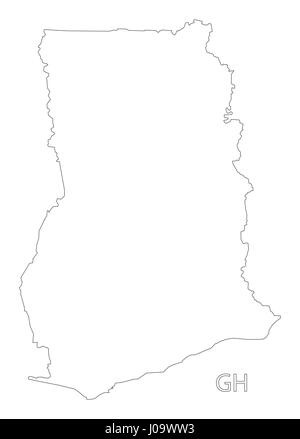 Ghana Country Outline, Silhouette Map Stock Vector Image & Art - Alamy