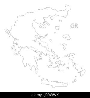 simple vector outline map of greece with flag Stock Vector Image & Art ...