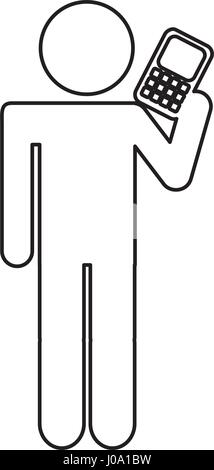 human figure with cellphone device isolated icon Stock Vector Image ...