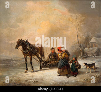 An oil painting by Wilhelm Alexander Meyerheim depicting a waterfront ...