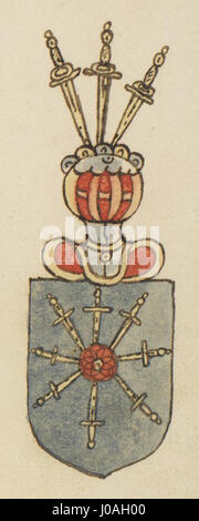 This work depicts the insignia of notable men who lived in Norway. The ...