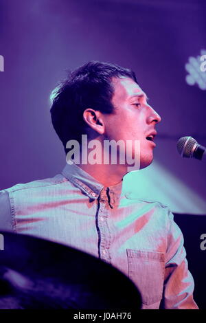 Drummer Mitchell Joshua Ayling with British band The Milk performing at ...