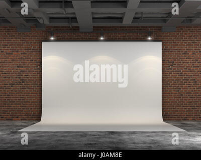 Projection screen on brick wall Stock Photo - Alamy