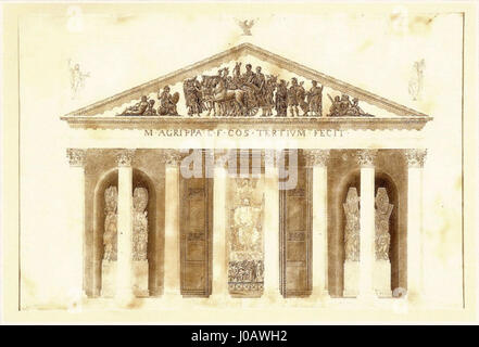 The drawing of the Pantheon in Rome illustrates the architectural ...