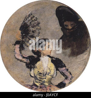 Edouard Manet's painting 'Woman with Fans' portrays a woman holding ...