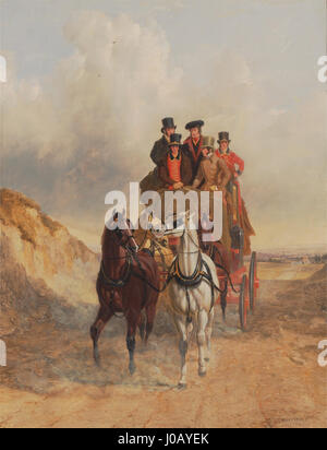 John Frederick Herring’s 'The Royal Mail Coach on the Road' depicts the ...
