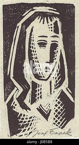 Josef Capek's 1917 work 'Dívčí hlava' (Girl's Head) portrays a female ...