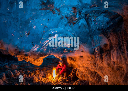 Campfire in the cave Stock Photo - Alamy