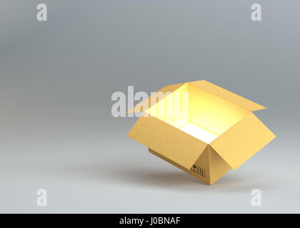Open cardboard box with glow inside Stock Photo - Alamy