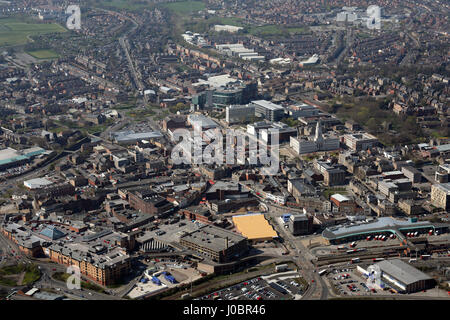 aerial view of the area of Barnsley town centre just north of Shambles ...