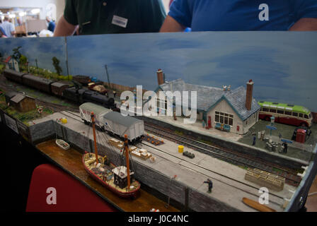 Model train layout at Grantham rail show exhibition Stock Photo - Alamy