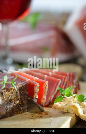 Delicious South Tyrolean bacon, a regional specialty, prepared ...