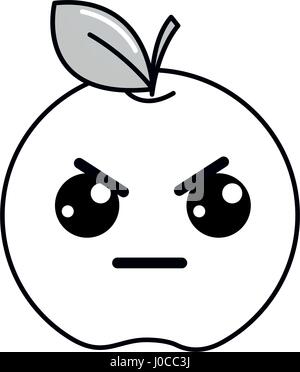 silhouette kawaii nice angry apple fruit Stock Vector Image & Art - Alamy