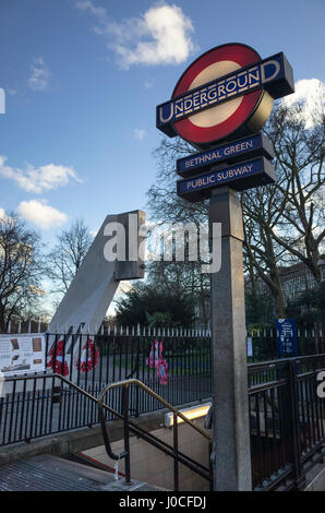 Bethnal Green Underground station sign Borough of Tower Hamlets London ...