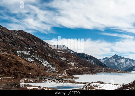 Tsomgo Lake (Tsongmo or Changu Lake) frozen during winter season. It is a glacial lake in East ...