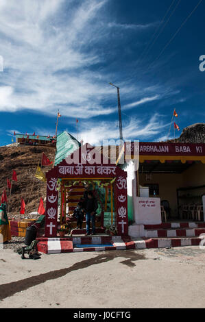 Baba Mandir, Sikkim, India, Asia, January 2019: Tourists group walking ...