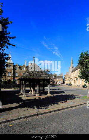 The Wooden Buttercross and All Saints Parish church, market town of ...