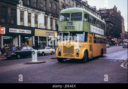 Glasgow, UK - 1973: Vintage image of bus on Glasgow streets in 1973 ...