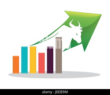 Trend line arrow up, bull market exchange. Vector, illustration. Data ...