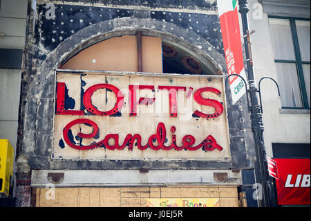 Candies is seen on a storefront in Krakow, Poland on May 25, 2022 ...