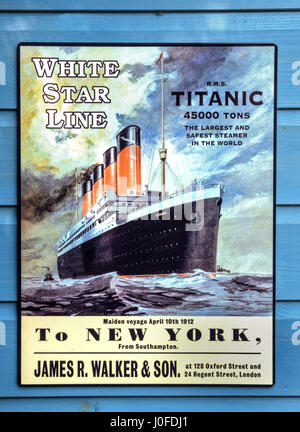 TITANIC Replica Poster advertising the first sailing of Titanic to New ...