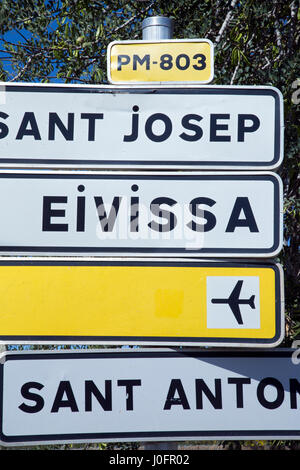 Road Traffic Direction Sign, Ibiza; Spain Stock Photo - Alamy