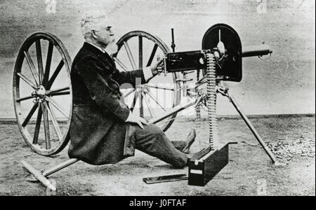 'Hiram Stevens Maxim', (1840-1916). American-born British inventor and ...