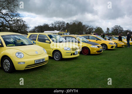 Bibury Yellow Car Convoy in support of Peter Maddox Stock Photo - Alamy