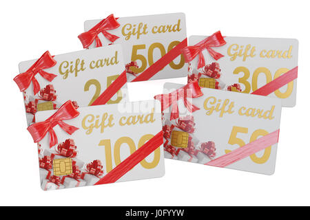 Gift cards, 3D rendering isolated on white background Stock Photo - Alamy