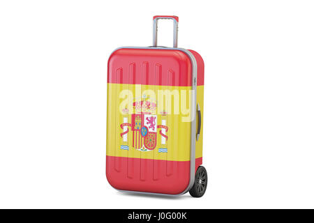 Travel suitcase with the flag of Spain. Travel concept. 3D Rendering ...