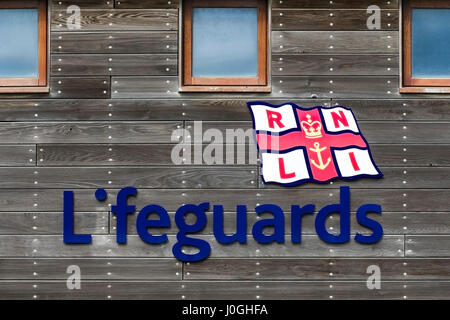 RNLI lifeguards sign Stock Photo - Alamy