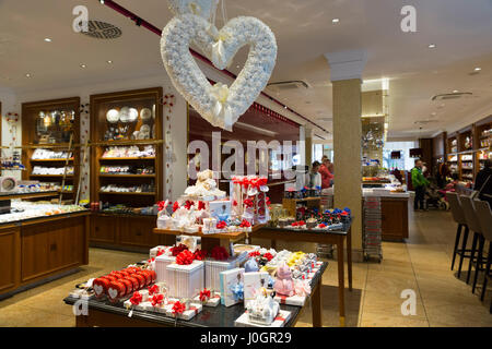 Candy and marzipan on display in a store front in Bruges, Belgium Stock ...
