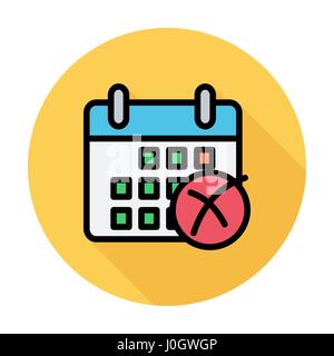 Calendar with cross. Single flat icon on white background. Vector ...