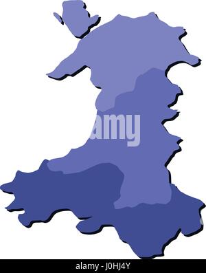 Map of Wales with regions in vector on white background Stock Vector ...