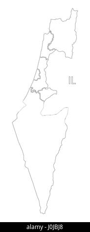 Simple outline map of Israel, vector silhouette in sketch line style ...