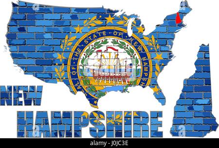 New Hampshire Map on American Flag. NH, USA State Map on US Flag. EPS ...