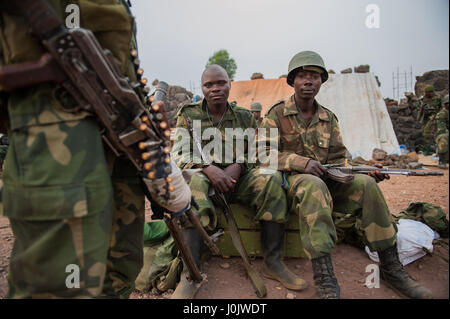 DRC national army soldiers, armed with Kalashnikov AK-47 rifles in ...